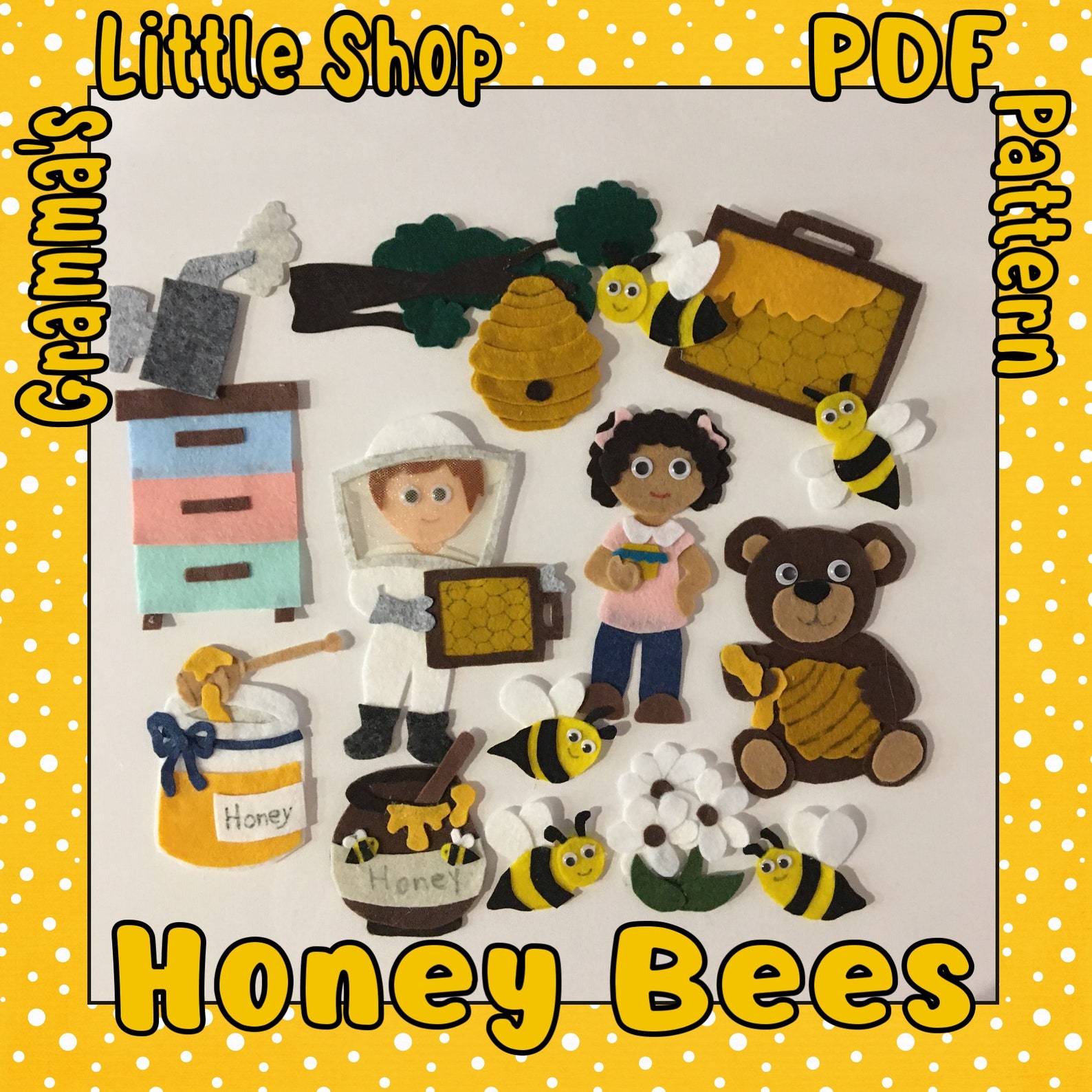 Honey Bees Pattern for Use on a Felt Story Board - PDF Downloadable ...