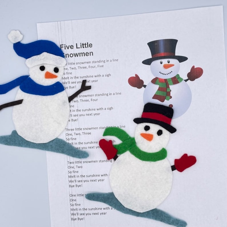 5 Little Snowmen Felt Pattern Felt Story Pattern Story Board - Etsy
