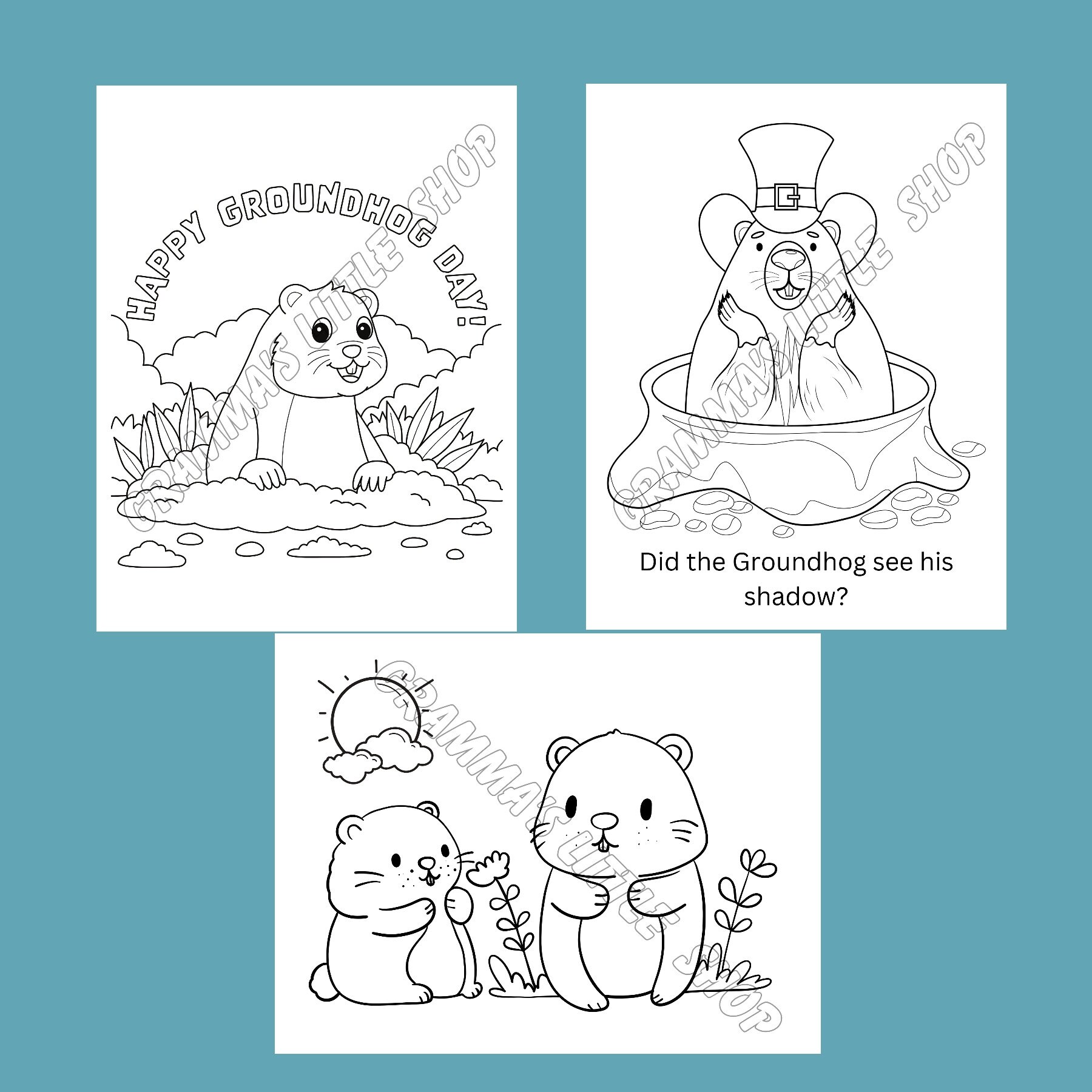February Coloring Pages Activity Packet, Groundhog Day, Presidents Day ...