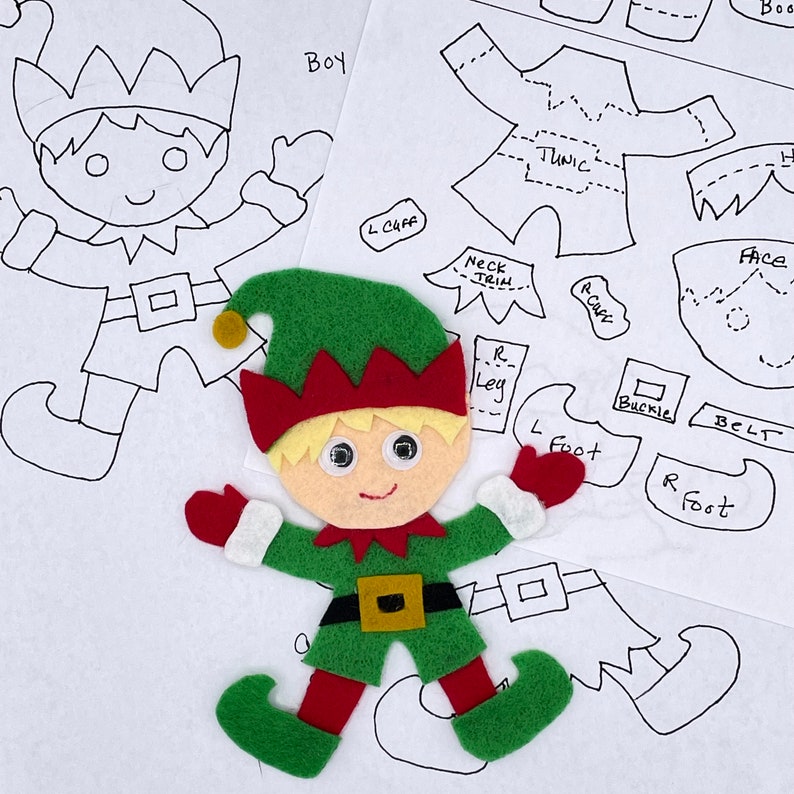 5 Little Elves Jumping on the Sleigh Felt Pattern Christmas | Etsy