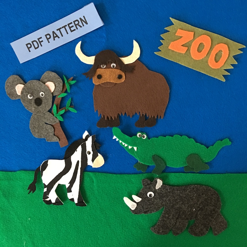 At the Zoo Animals Patterns for Use on a Felt Board or Flannel | Etsy
