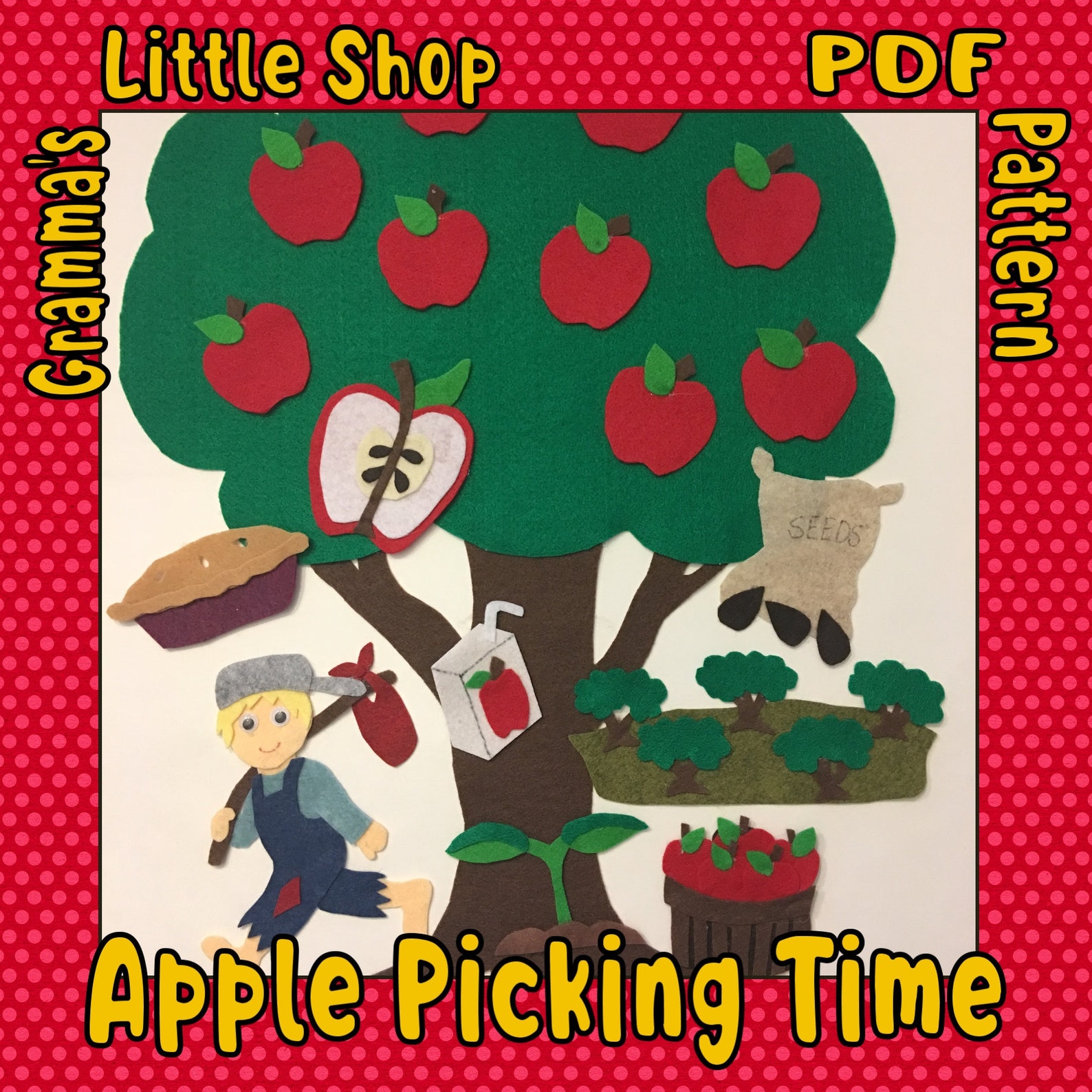 Apple Picking Time With Johnny Appleseed Felt Pattern PDF | Etsy