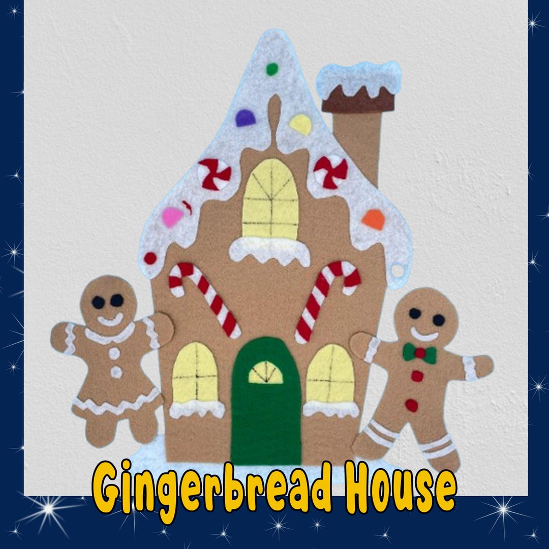 Gingerbread House Felt Story Set Includes House and 2 Gingerbread ...
