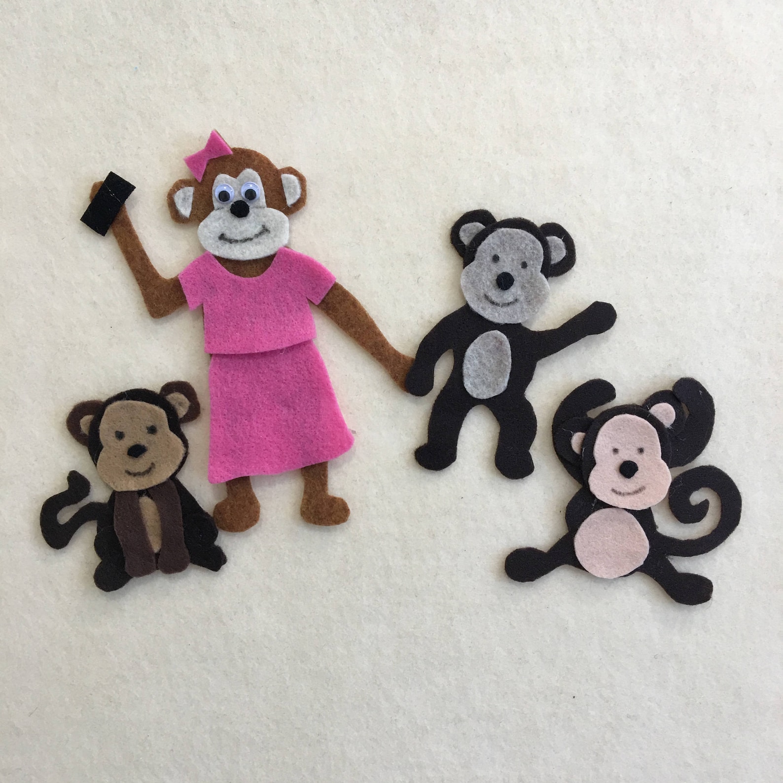 5 Little Monkeys Felt Board Jumping on the Bed Teasing Mr - Etsy Canada