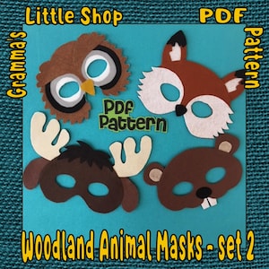 Owl, Fox, Moose, and Beaver Easy to Make Masks Patterns for Pretend ...