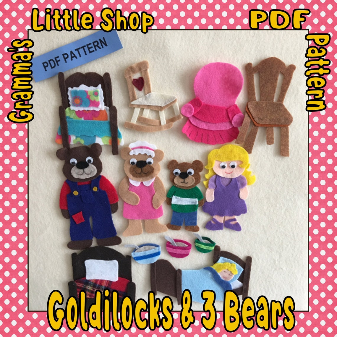 Goldilocks and the 3 Bears, PDF PATTERN for Use on a Felt or Flannel ...