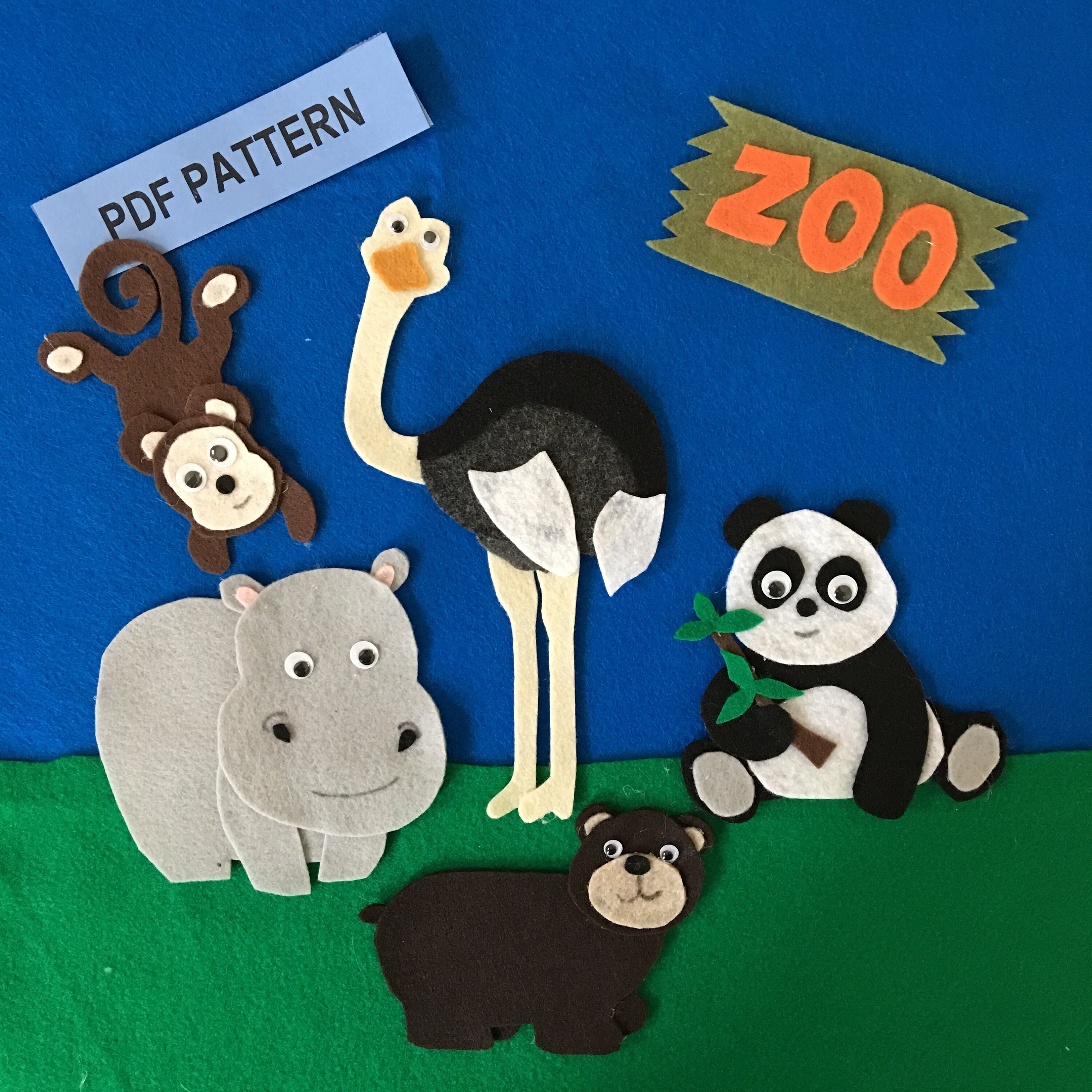 At the Zoo Animals Patterns for Use on a Felt Board or Flannel - Etsy ...