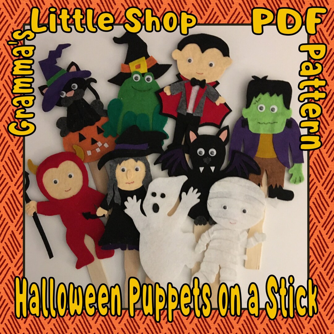 Halloween Puppet, Patterns for 9 Halloween Related Characters ...
