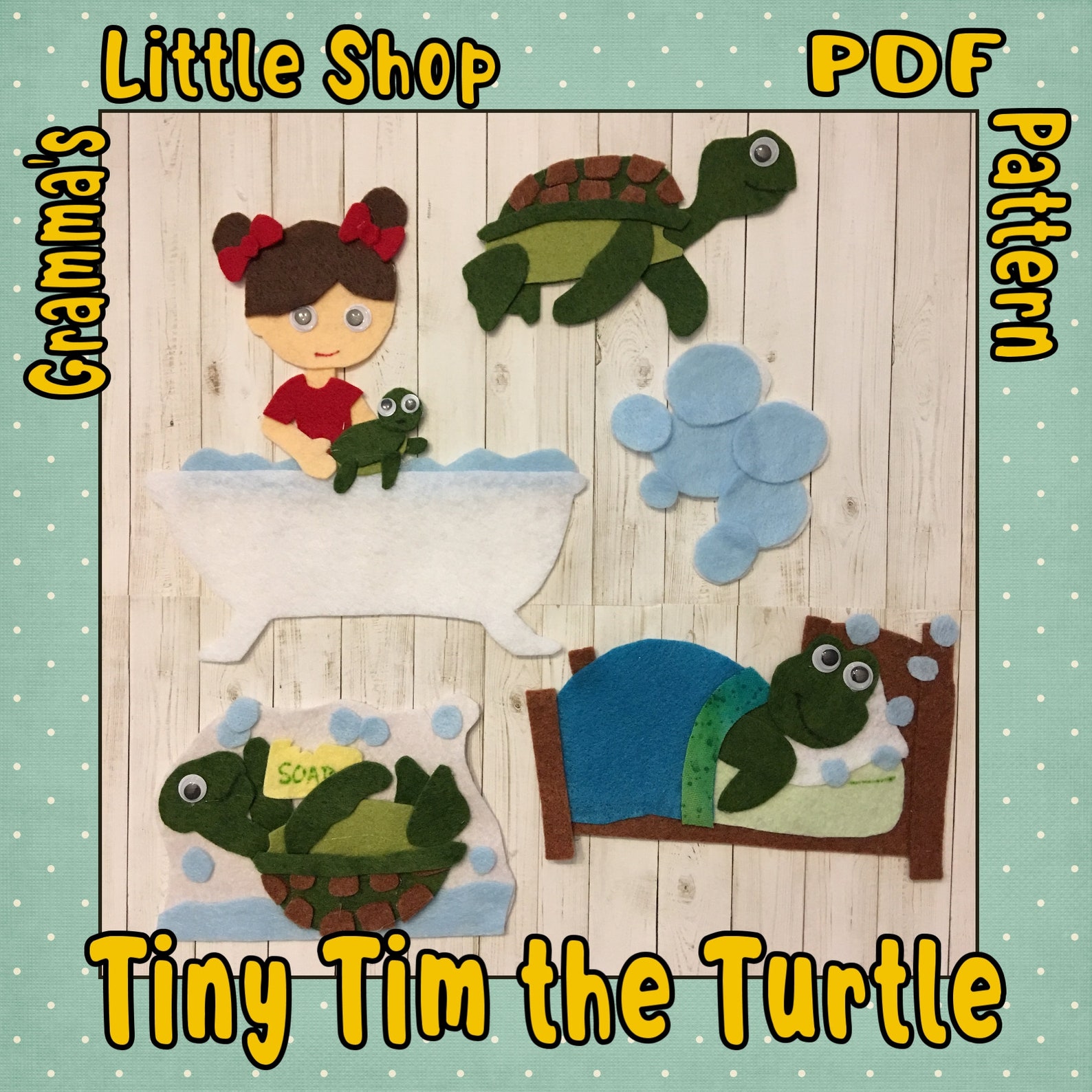Tiny Tim the Turtle Downloadable PDF File to Make Felt Pieces - Etsy