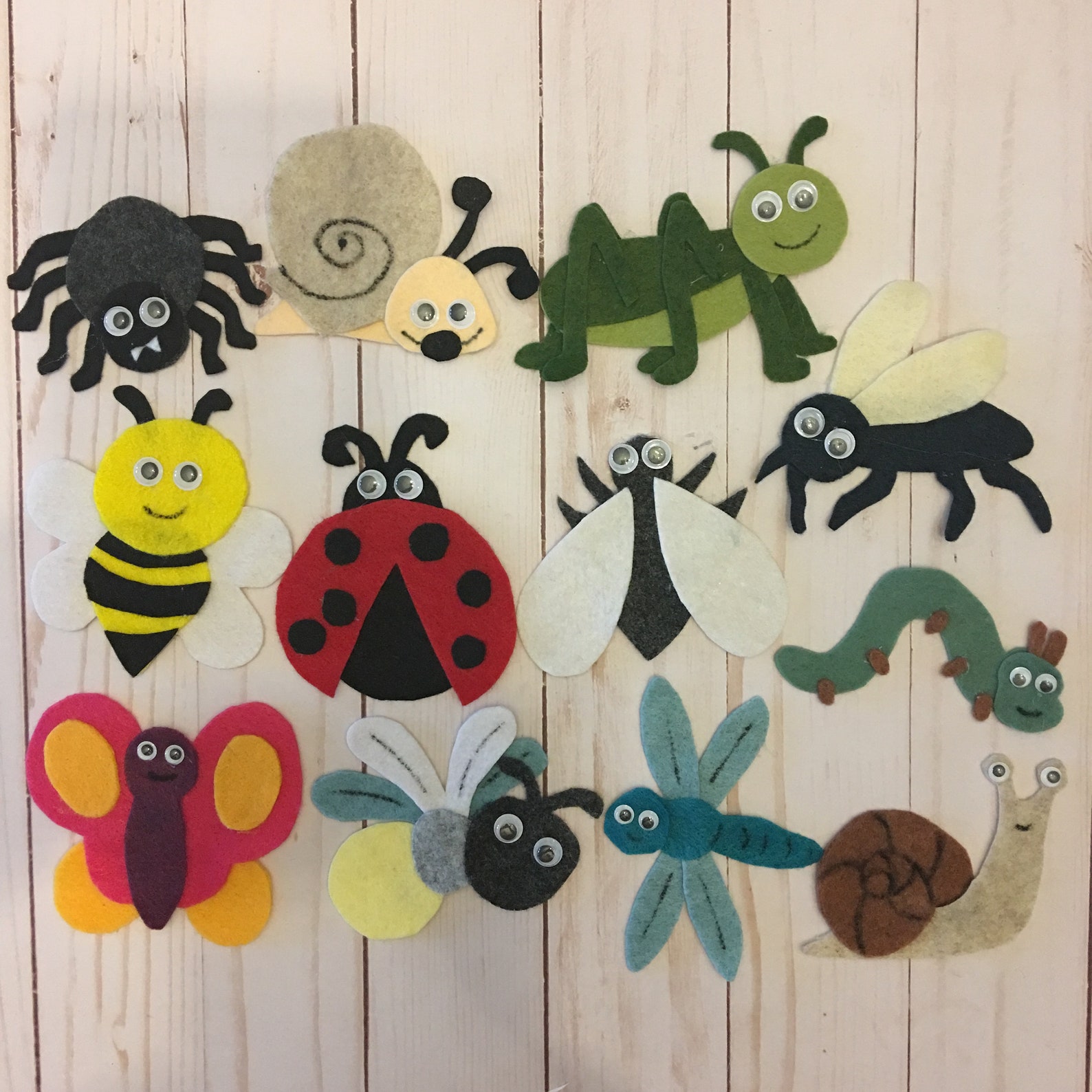 Bug Assortment Felt Story Board Pattern, Spider, Ladybug, Grasshopper ...