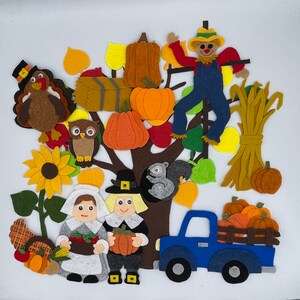 Pilgrims, Pumpkins, & A Scarecrow Autumn Harvest Felt Board Pattern for ...