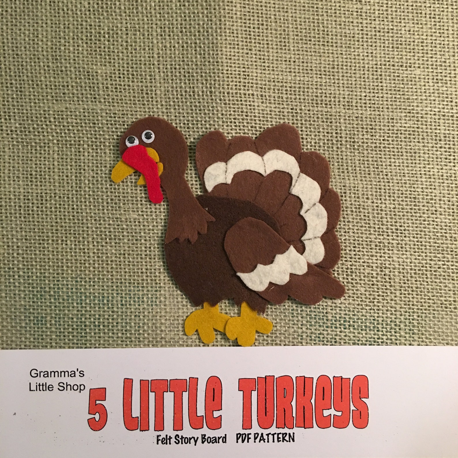 5 Little Turkeys Felt Pattern Thanksgiving Song for - Etsy