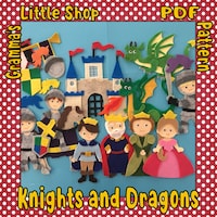 DIY Medieval Felt Ornament Pattern: King, Queen, Knight, Dragon (PDF ...