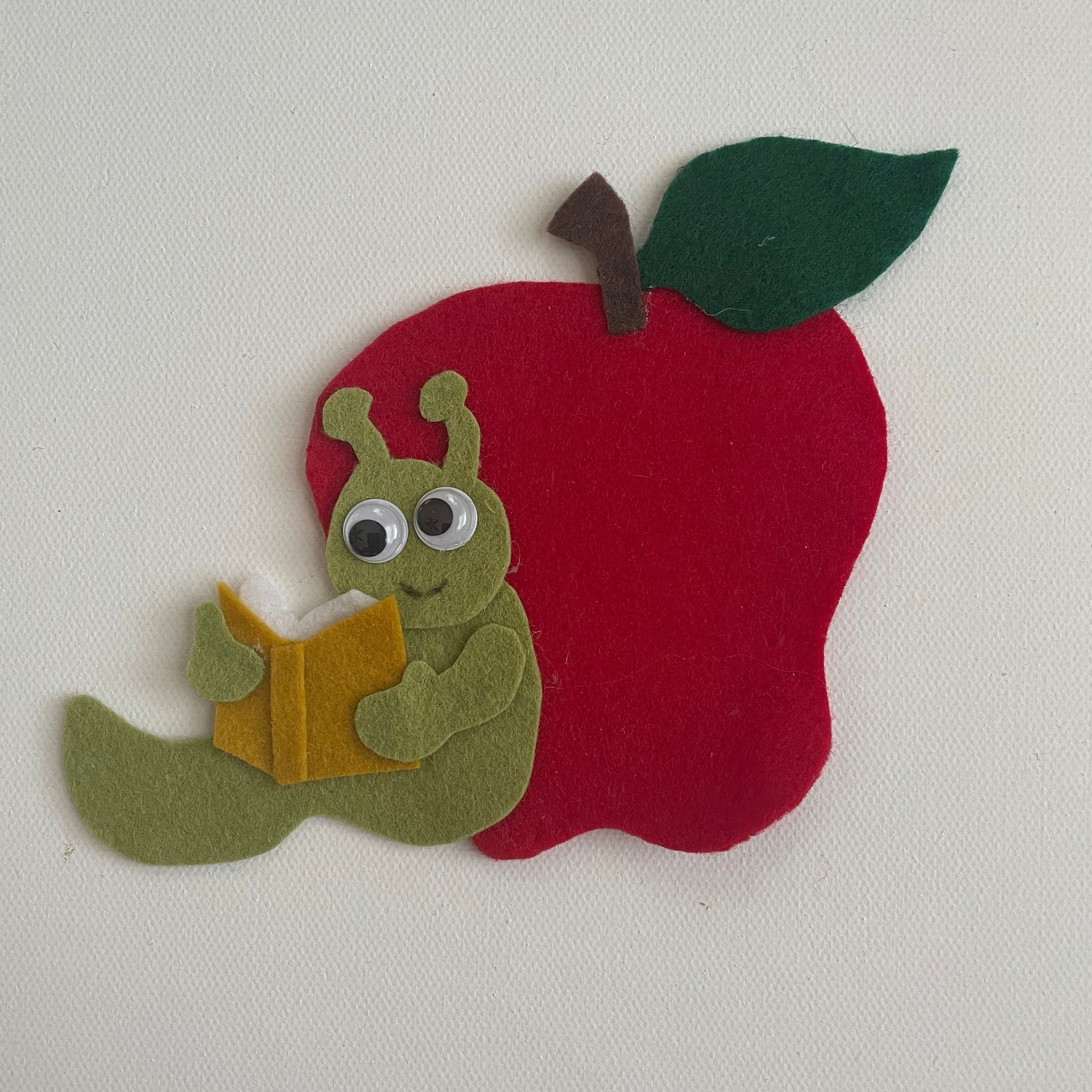 Bookworm Felt Board Pattern Wiggly Worm Book and Apple | Etsy