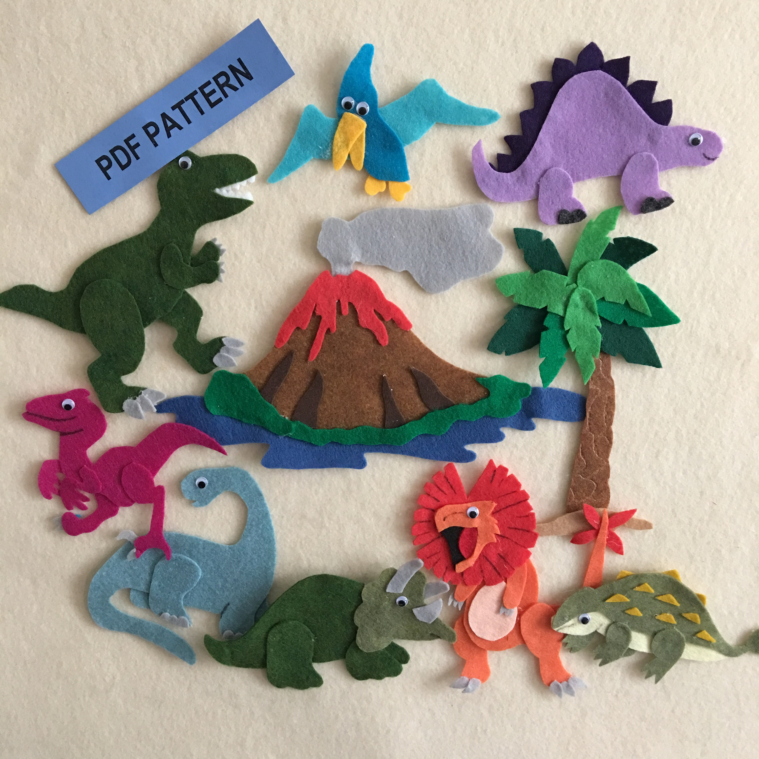 Dinosaur Felt Board Easy to Make Set for Pretend or | Etsy Canada