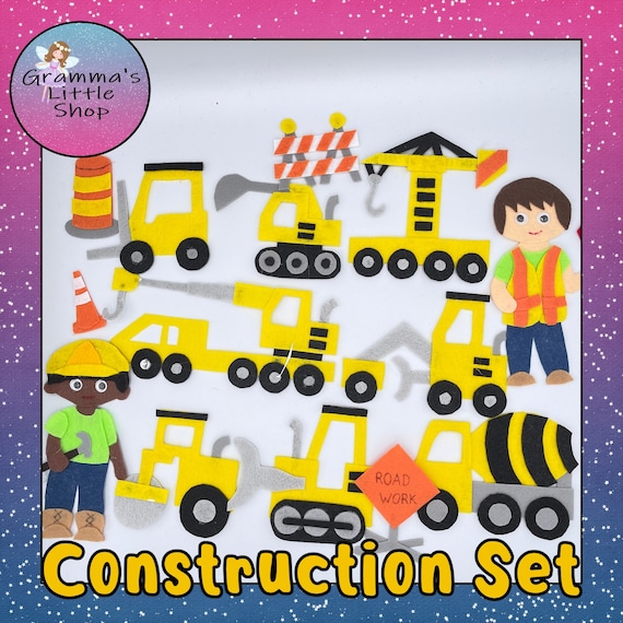 Construction Set With Cranes Cement Mixer and Bulldozer for - Etsy