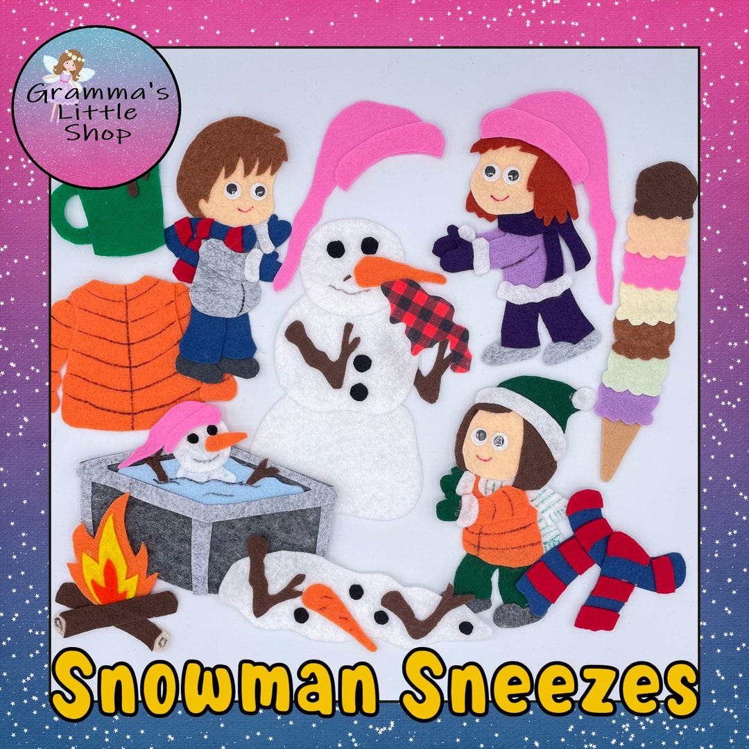 Snowman Sneezes Felt Story Pattern, Winter Felt Board (DIY PATTERN ONLY ...