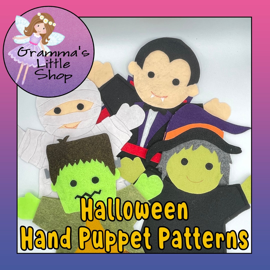 Halloween Hand Puppets Pattern - Create Fun Dracula, Witch ...