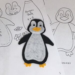 5 Perky Penguins, Penguin Felt Story, Felt Board Pattern, DIY Felt ...