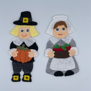 Pilgrims, Pumpkins, & A Scarecrow Autumn Harvest Felt Board Pattern for ...