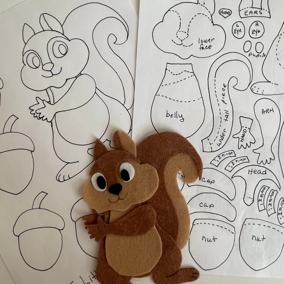 5 Little Acorns Felt Squirrel Pattern Preschool Rhyme DIY | Etsy