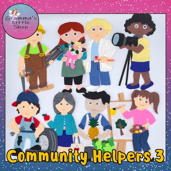 Community Helpers 3 Felt Board or Stick Puppet Patterns PDF - Etsy