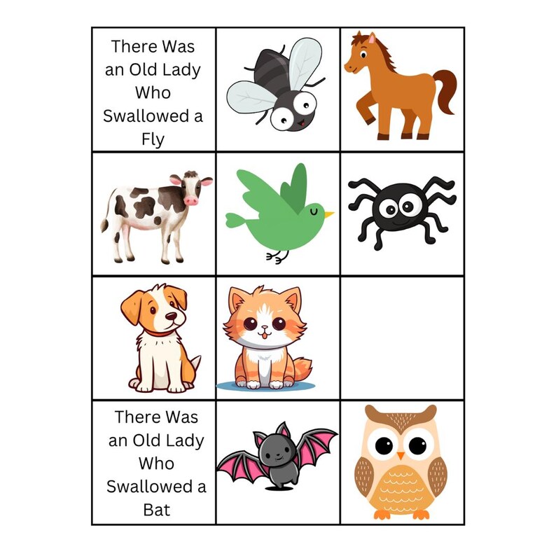 Flisat Printable There Was an Old Lady, Story Sequencing, Flisat Insert ...