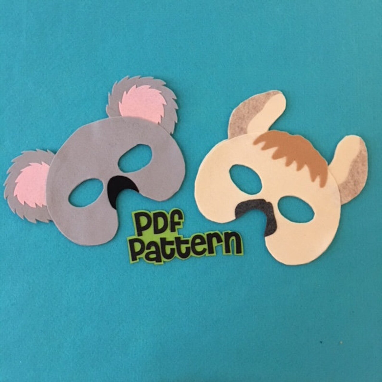 Llama Koala and Giraffe Masks Patterns for Pretend Play Zoo | Etsy