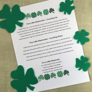 5 Little Shamrocks, Felt Story Pattern, Preschool Rhyme, St. Patricks ...