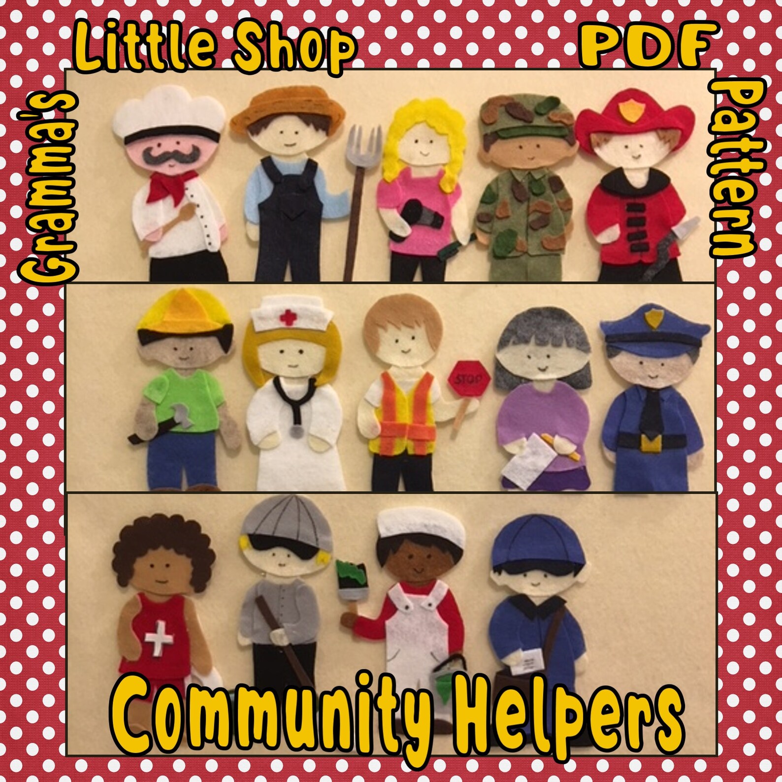 Community Helpers Felt Board Patterns Policeman Fireman - Etsy