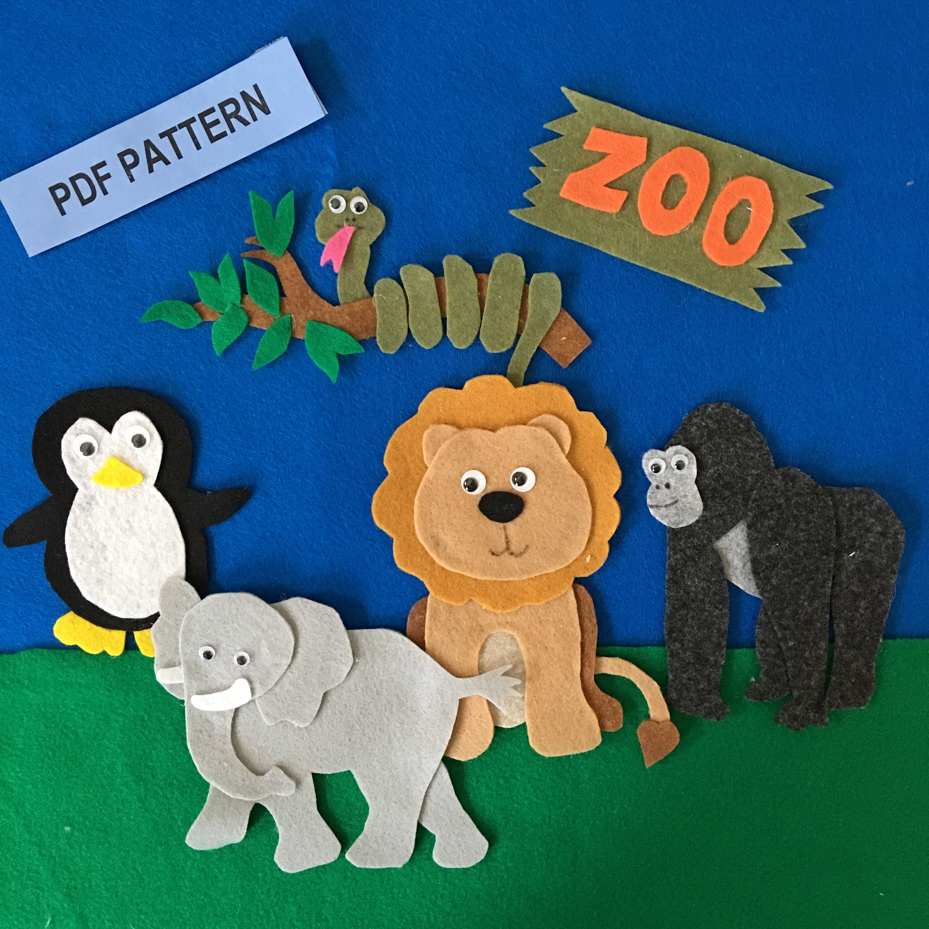 At the Zoo Animals Patterns for Use on a Felt Board or Flannel - Etsy ...