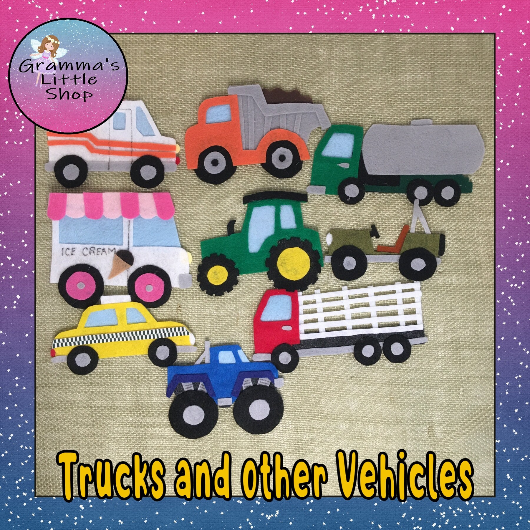Felt Truck Pattern Felt Vehicle Pattern Dump Truck Monster - Etsy Canada