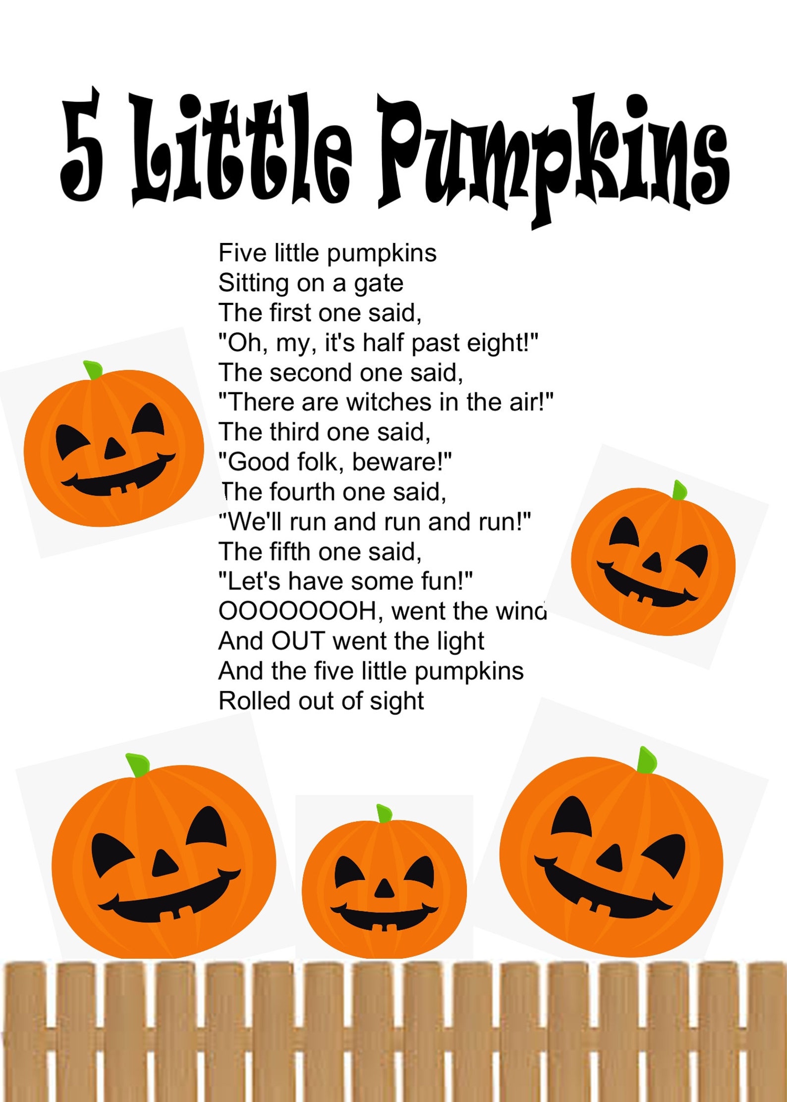 5 Little Pumpkins Pattern for Felt Story - Downloadable PDF Pattern - Etsy