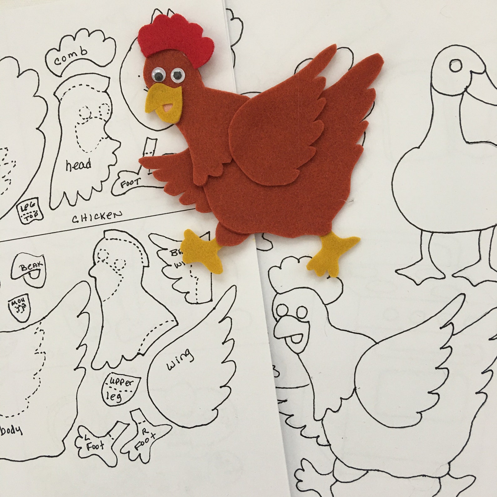 Little Red Hen Felt Story Pattern Felt Board Story PDF - Etsy