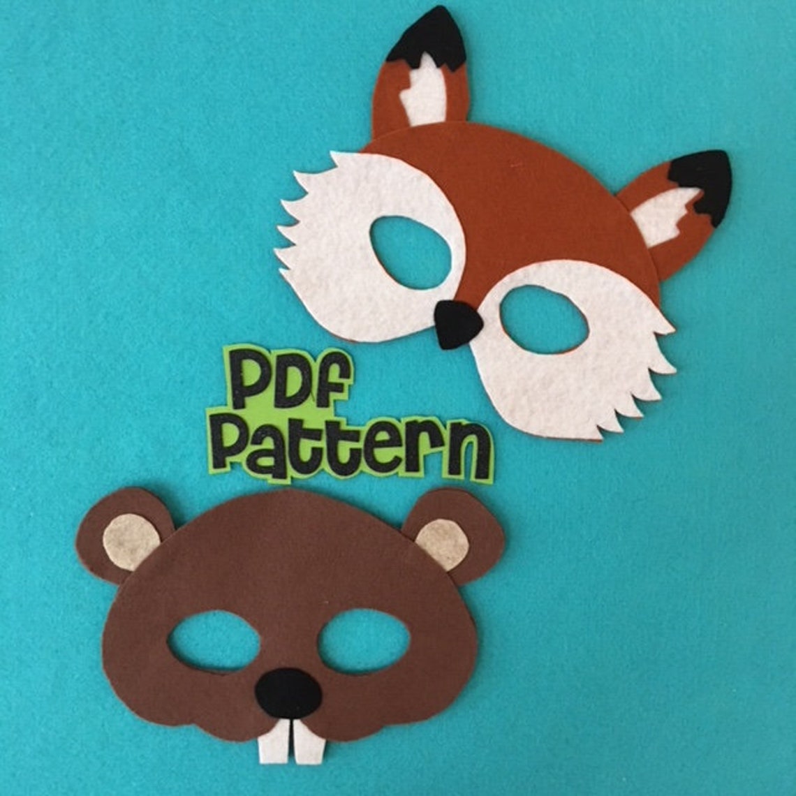Owl Fox Moose and Beaver Easy to Make Masks Patterns for | Etsy