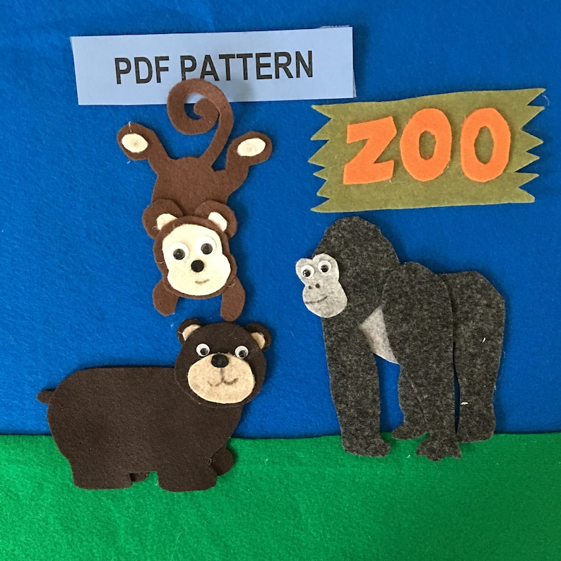 At the Zoo Animals Patterns for Use on a Felt Board or Flannel | Etsy