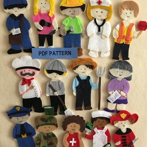 Community Helpers Felt Board Patterns, Policeman, Fireman, Chef ...