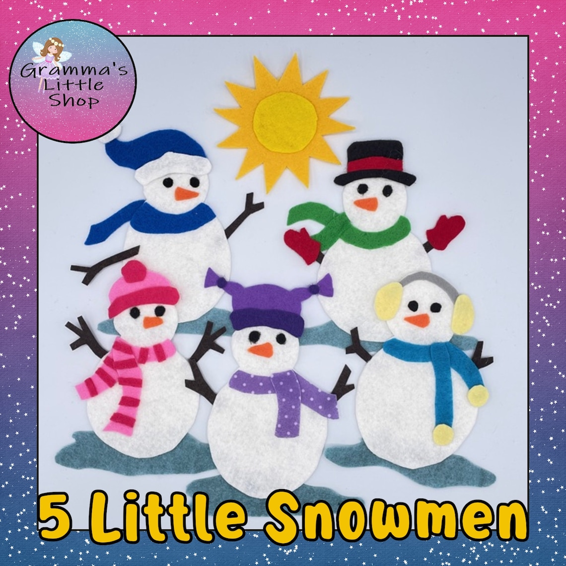 5 Little Snowmen Felt Pattern Felt Story Pattern Story Board | Etsy