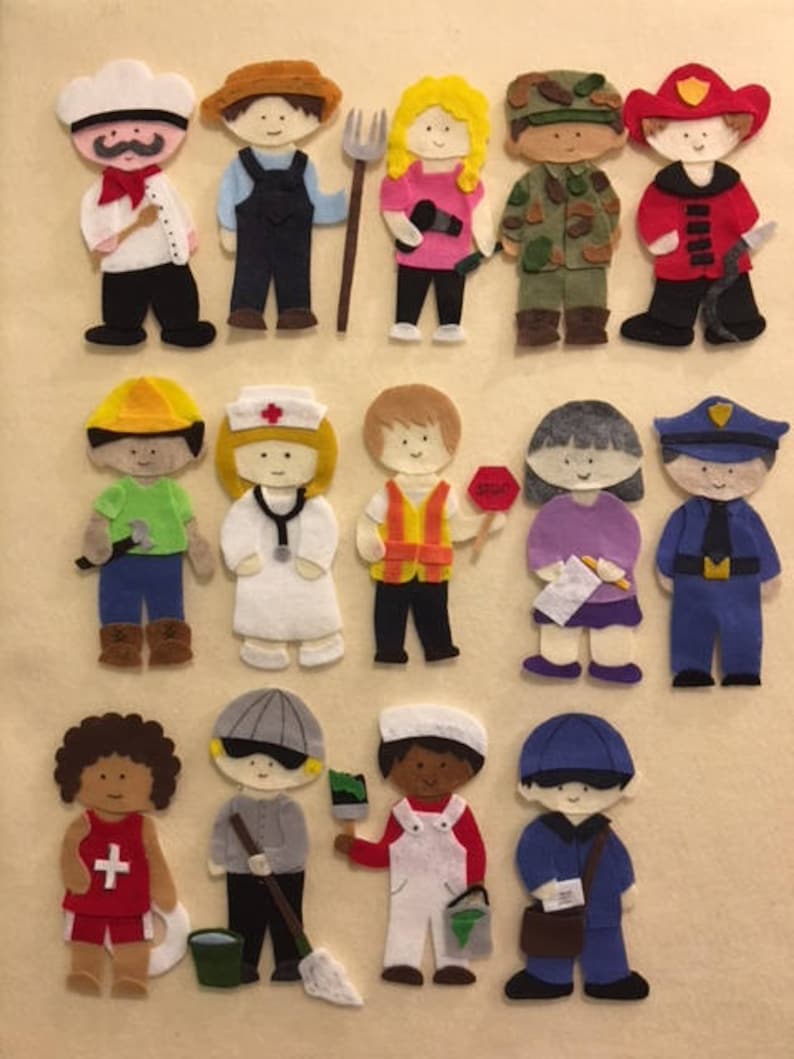 Community Helpers Felt Board Patterns Policeman Fireman - Etsy