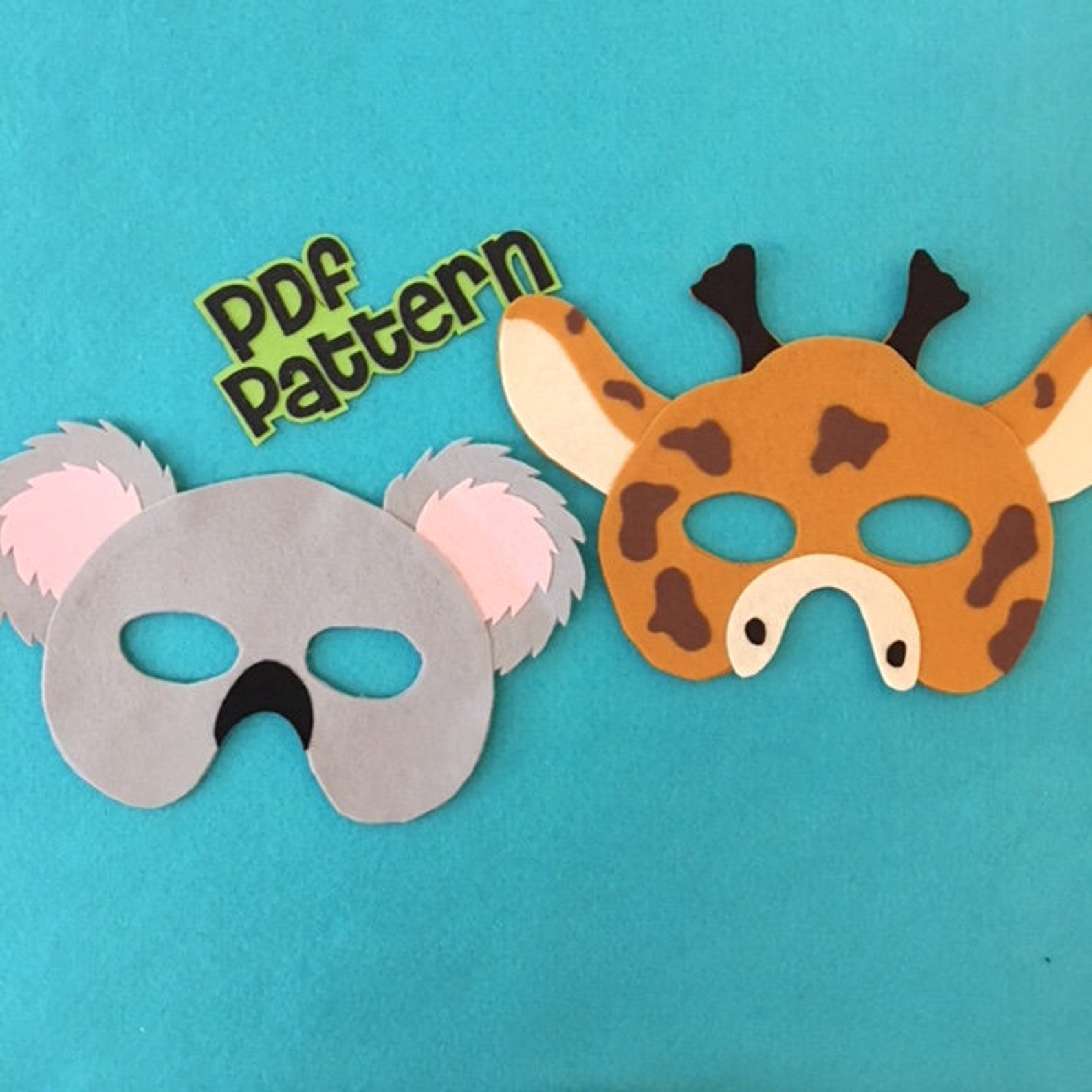Llama Koala and Giraffe Masks Patterns for Pretend Play Zoo | Etsy