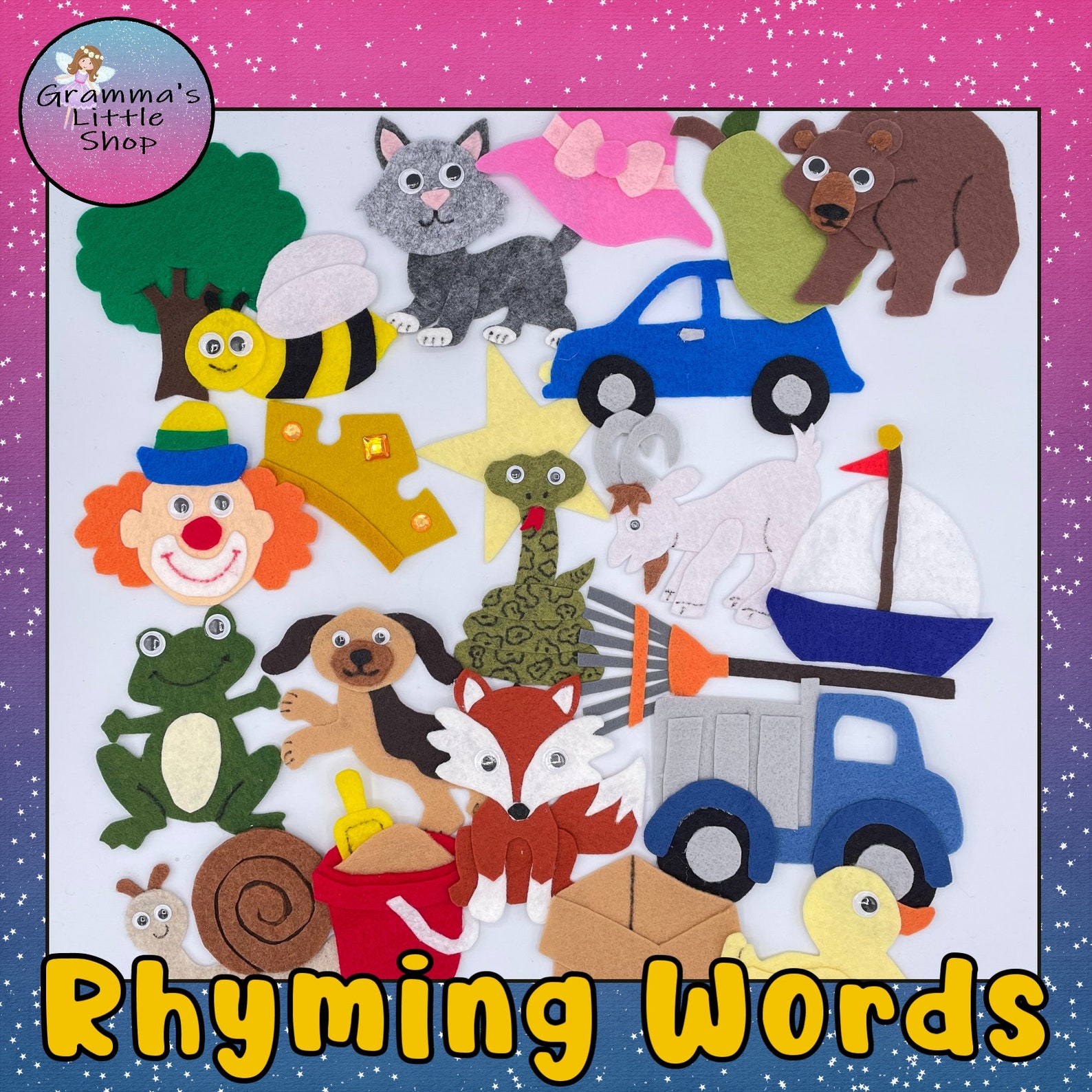 Rhyming Words Felt Board Pattern - Beginning Reading, Matching Activity ...