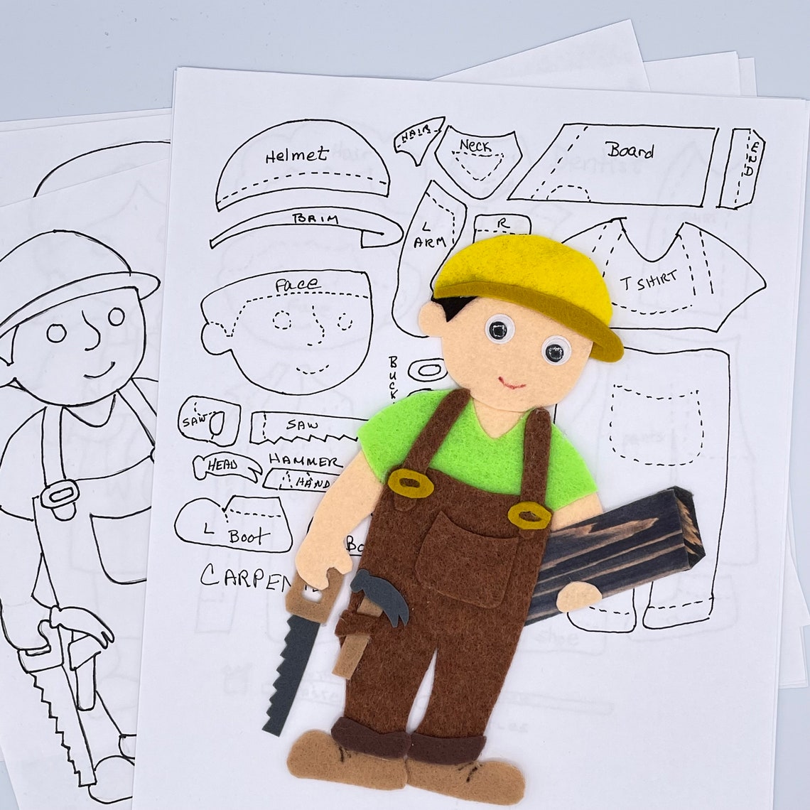 Community Helpers 3 Felt Board or Stick Puppet Patterns PDF - Etsy