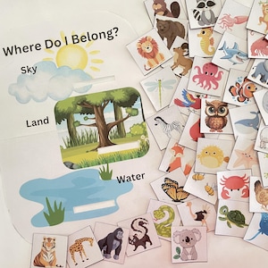 Flisat Printable Habitats, Sky, Land or Water, Sorting Activity, Where ...