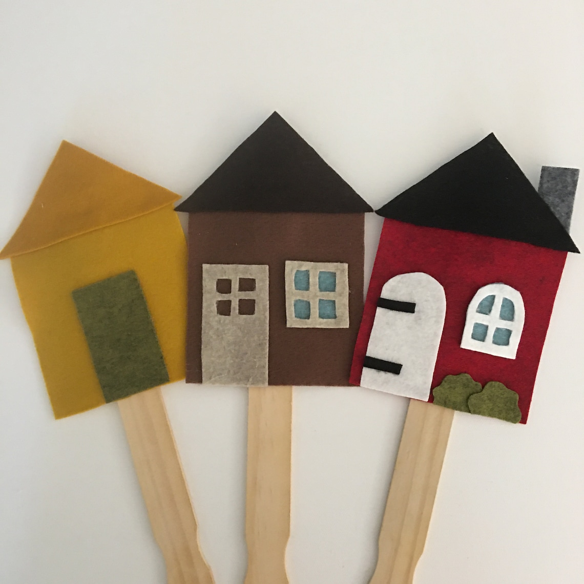 3 Little Pigs Stick Puppets Pattern, Felt Story Board (DIY Downloadable ...
