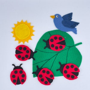 5 Little Ladybugs Felt Pattern - Rhymes Included to Create Your Own ...