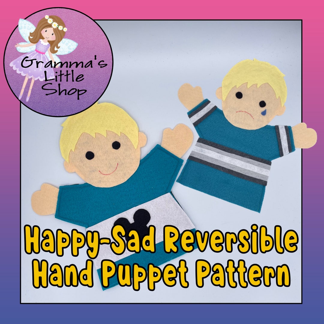 Sad and Happy Face Boy Puppet Pattern - PDF Pattern for Hand Puppet ...