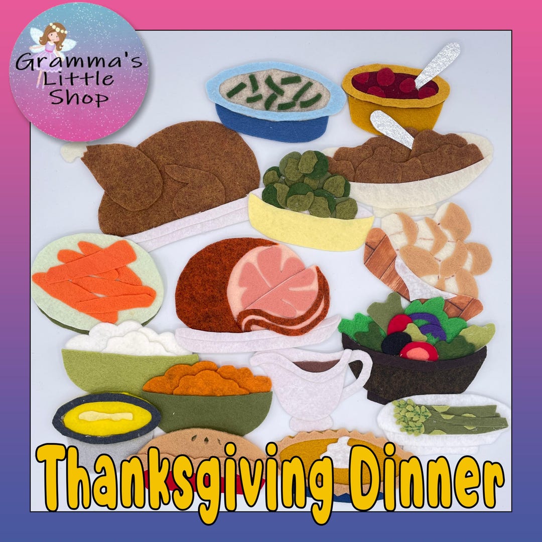 Thanksgiving Dinner Felt Story Pattern, Turkey Dinner, Turkey and ...