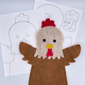 Chicken Hand Puppet Pattern, PDF Pattern for Hand Puppet, Puppet Sewing ...