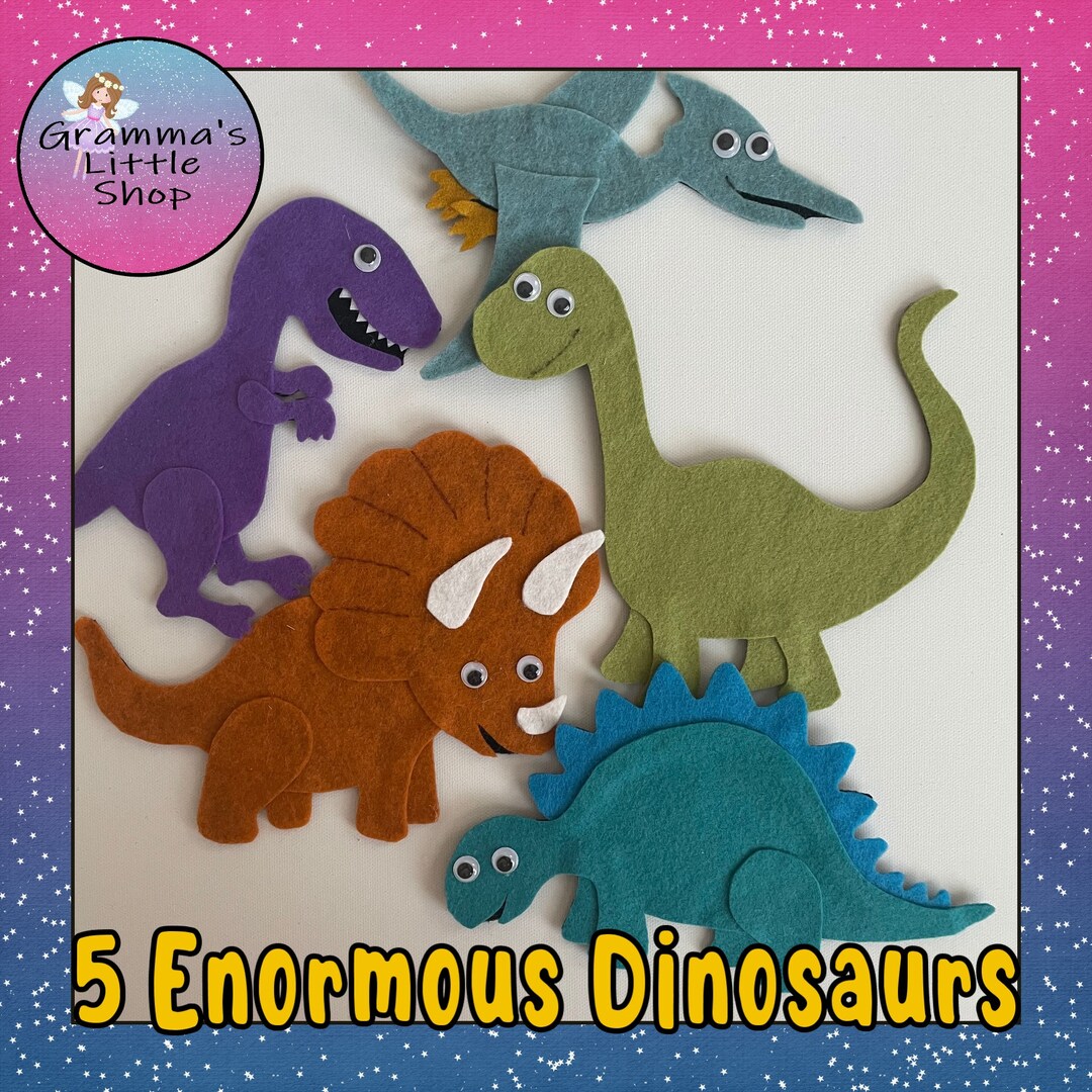 Dinosaur Stick Puppets & Felt Board Pattern, DIY Toy (downloadable) - Etsy
