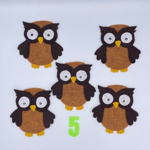5 Wise Little Owls Felt Pattern With 5 Rhymes Included. Fall Fun ...